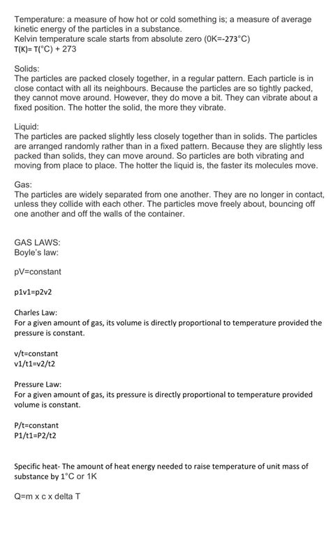 Formula Sheet For Physics R Igcse