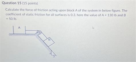 Solved Calculate The Force Of Friction Acting Upon Block Chegg