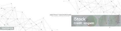추상적 기하학적 배경과 점과 선을 연결하는 웹 사이트 헤더 또는 배너 디자인 글로벌 네트워크 연결 텍스트에 대한 주부 배경과 공간을 가진 디지털 기술 0명에 대한 스톡 벡터