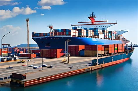 Premium AI Image Container Ship Being Loaded And Unloaded