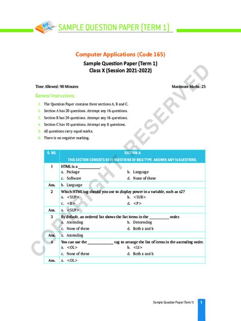 Fillable Online Cbse Class 10 Computer Applications Sample Paper