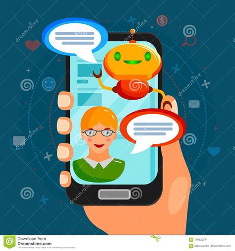 Chat Bot Flat Composition Stock Vector Illustration Of Message 119930571