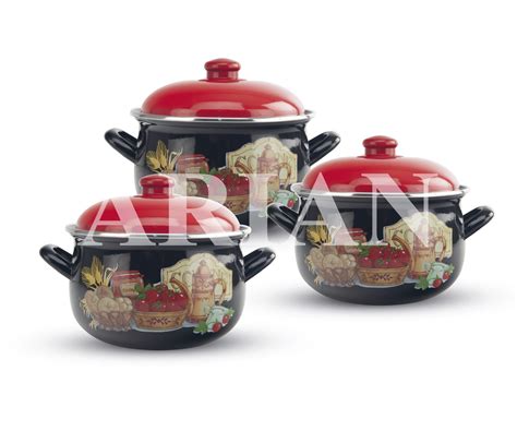 Set 5 Oale Emailate Cu Capac Arian Cantitate 2 L 28 L 38 L 48 L