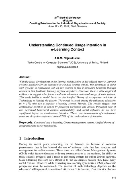 Pdf Understanding Continued Usage Intention In E Learning Context