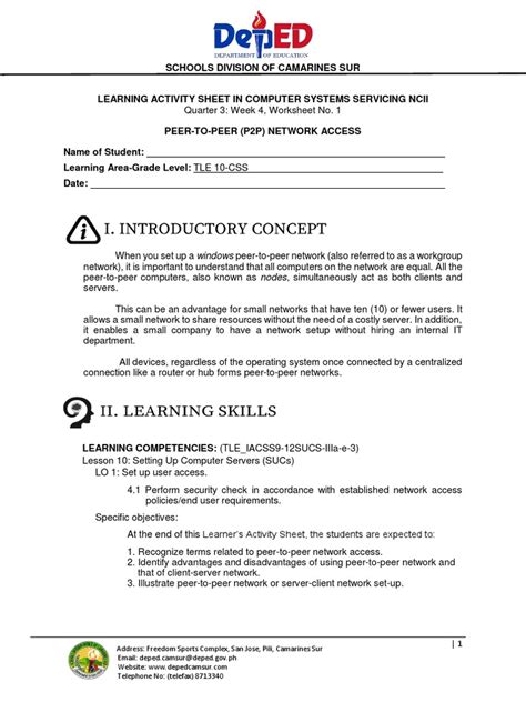 Css Grade10 Q3 Las4 Pdf Computer Network Peer To Peer