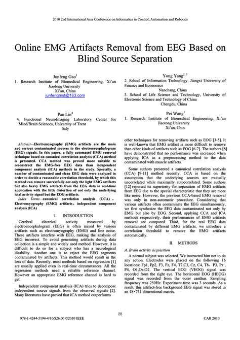 Pdf Online Emg Artifacts Removal From Eeg Based On Blind Source