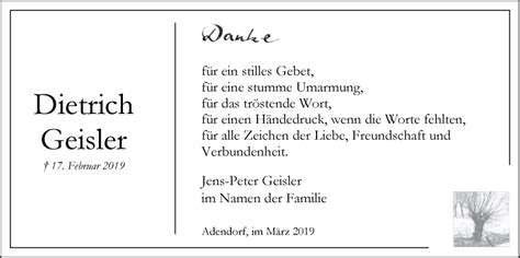 Traueranzeigen Von Dietrich Geisler Trauer Lüneburgde