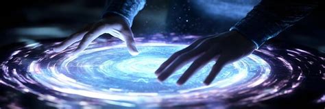 Person Working On Futuristic Holographic Computer Premium Ai