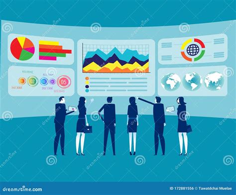 Teamwork And Data Analysis Concept Business Delineation Vector