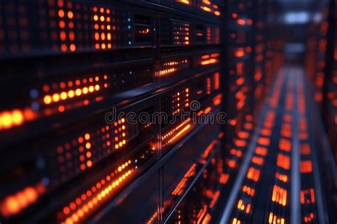 Server Racks With Glowing Lights In A Modern Data Center Stock Illustration Illustration Of