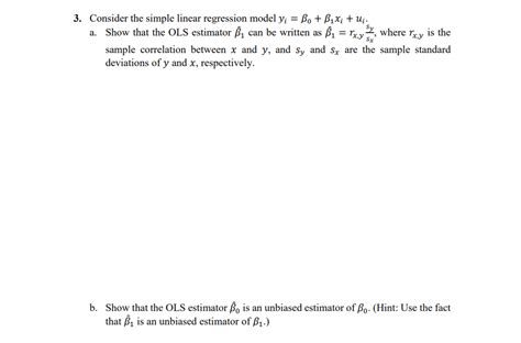Solved 3 Consider The Simple Linear Regression Model Yi