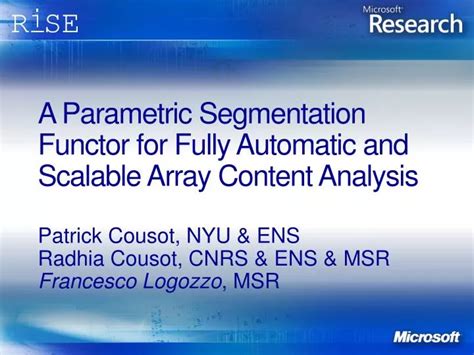 Ppt A Parametric Segmentation Functor For Fully Automatic And