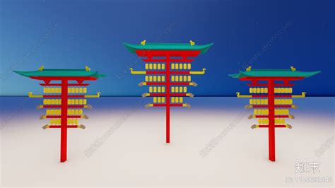 新中式灯笼路灯su模型下载【id1140692348】知末su模型网