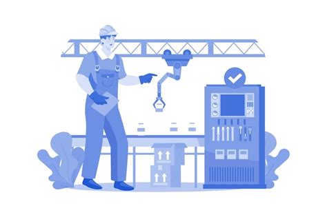 Premium Vector Engineer Checking Packaging Automation Process
