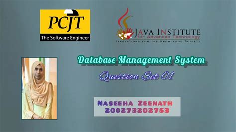 Question Set 01 Database Management System 1st Year Java