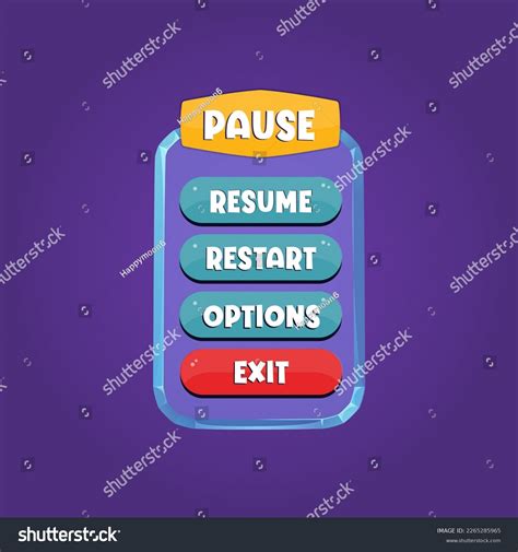 Pause Resume Restart Exit Options Ui Stock Vector Royalty Free