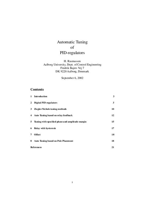 Pdf Automatic Tuning Of Pid Regulators