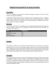 Weighted Scoring Model Evaluating Projects Ranking Their Course Hero
