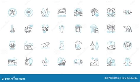 Ecosystem Linear Icons Set Diversity Interdependence Biodiversity