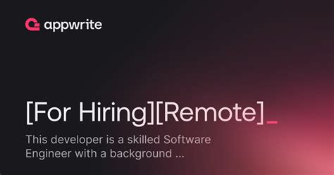For Hiring Remote Threads Appwrite