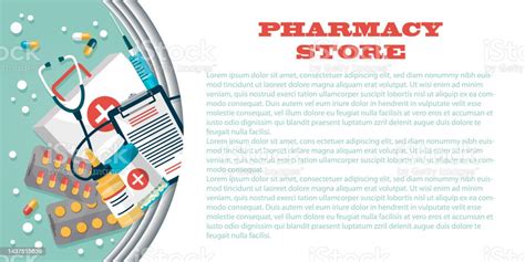 의학 건강 관리 및 응급 처치 개념이 플랫 스타일입니다 텍스트를 위한 공간이 있는 격리된 배경에 있는 의약품 및 항목 집합입니다 간호사에 대한 스톡 벡터 아트 및 기타