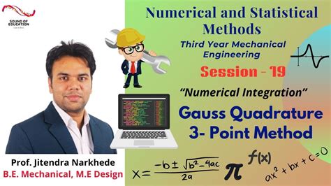 numerical integration gauss quadrature 3 point method unit 03