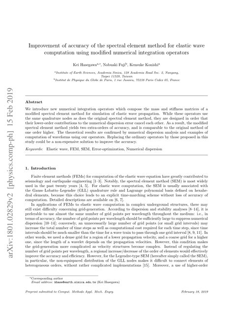 Pdf Improvement Of Accuracy Of The Spectral Element Method For