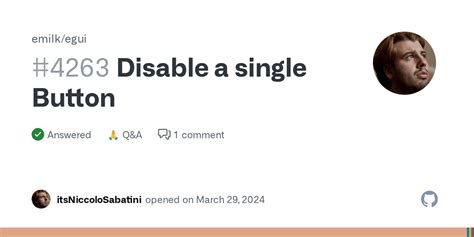 Disable A Single Button · Emilk Egui · Discussion 4263 · Github