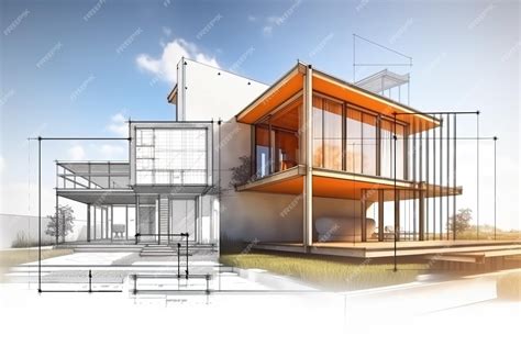 Architecture 3D and blueprints representation generative ai | Premium AI-generated image