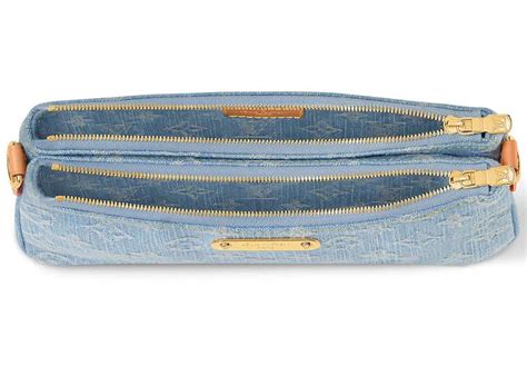 Louis Vuitton Liv Pochette Sky Blue Denim In Cotton With Gold Tone Us