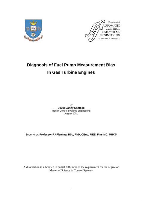 Pdf Diagnosis Of Fuel Pump Measurement Bias In Gas Turbine