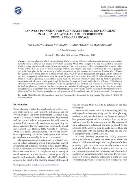 Pdf Land Use Planning For Sustainable Urban Development In Africa A