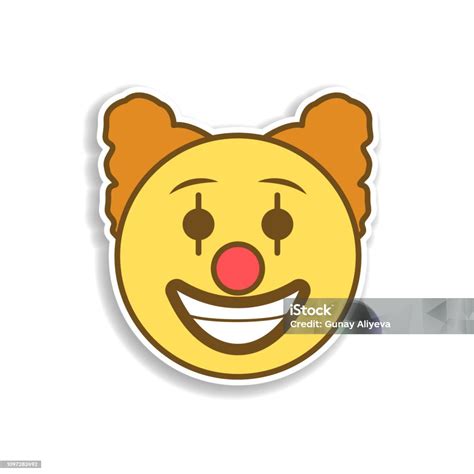 광대 착 색된 이모티콘 스티커 아이콘입니다 모바일 개념 및 웹 애플 리 케이 션 보여주기 위한 Emoji의 요소입니다 0명에 대한 스톡 벡터 아트 및 기타 이미지 Istock