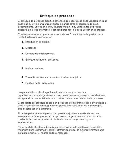 Enfoque De Procesos Y Sistema Integrado Pdf Crecimiento Personal Y