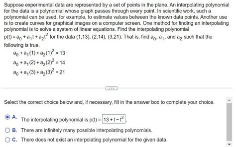 Solved Suppose Experimental Data Are Represented By A Set Of Chegg