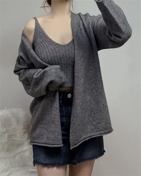 한마마켓 봄신상 나시가디건세트 루즈핏 롱가디건 세트