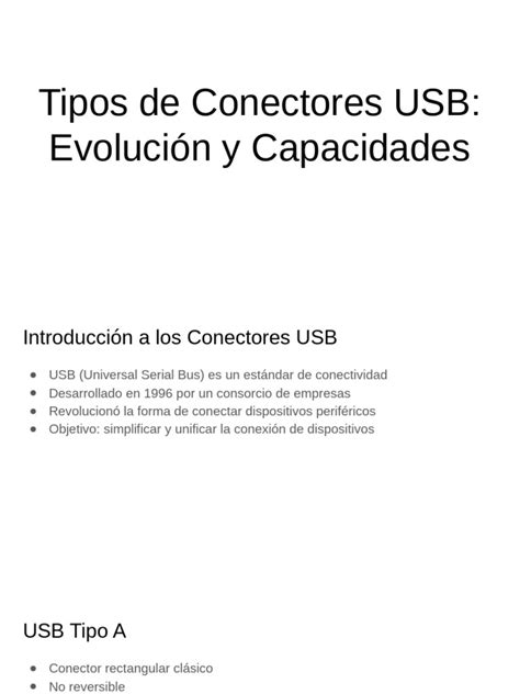 Tipos De Conectores Usb Y Características Pdf