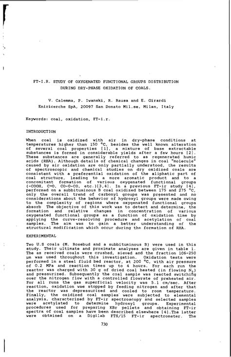 Pdf Ft Ir Study Of Oxygenated Functional Groups Distribution During