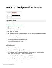 ANOVA Analysis Of Variance Pdf ANOVA Analysis Of Variance Week Files Module ANOVA Notes Pdf