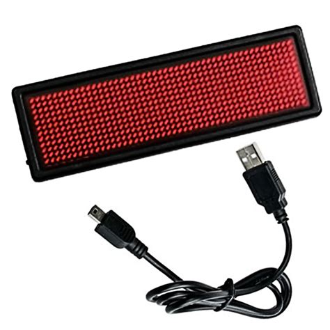 Rechargeable Programmable LED Name Badge Display Red LatestGadget
