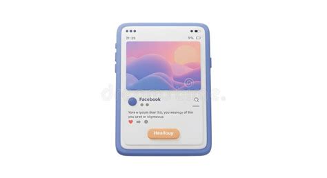 Stylized Mobile Phone Mockup Displaying Social Media Interface Render