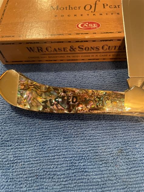 Case Xx Usa Genuine Abalone Pearl 82100 Script Shield Saddlehorn Knife