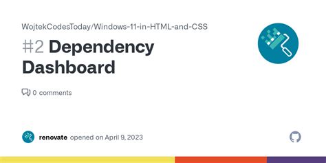 Dependency Dashboard · Issue 2 · Wojtekcodestodaywindows 11 In Html
