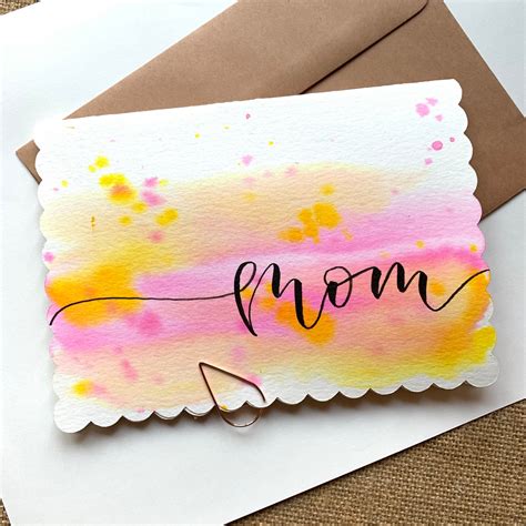 Mothers Day Card Watercolor Hand Painted Personalized Message Etsy