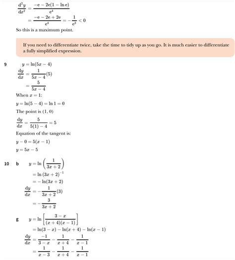 9709 P3 Differentiation Exercise 4 Worked Solutions Maths With David