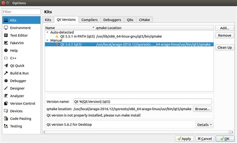 Linux Qtcreator Thinks Qt5 Qmake Installation Is Invalid When Setup