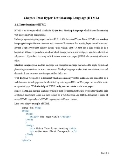 web programming chapter two pdf html element html
