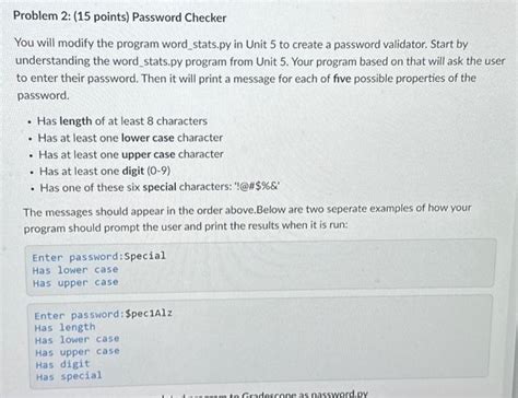 solved problem 2 15 points password checker you will