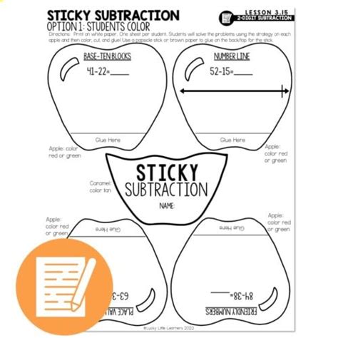 Lucky To Learn Math 2 Digit Subtraction Review Lesson 315 Independent Practice Sticky