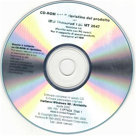 Ibm Thinkpad T20 Mt 2647 Recovery Cd Rom Italian Ibm Free Download Borrow And Streaming